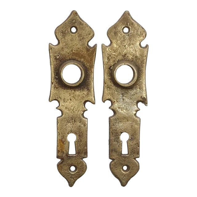 Pair of Mid 20th Century Brass Arts & Crafts Keyhole Door Back Plates ...