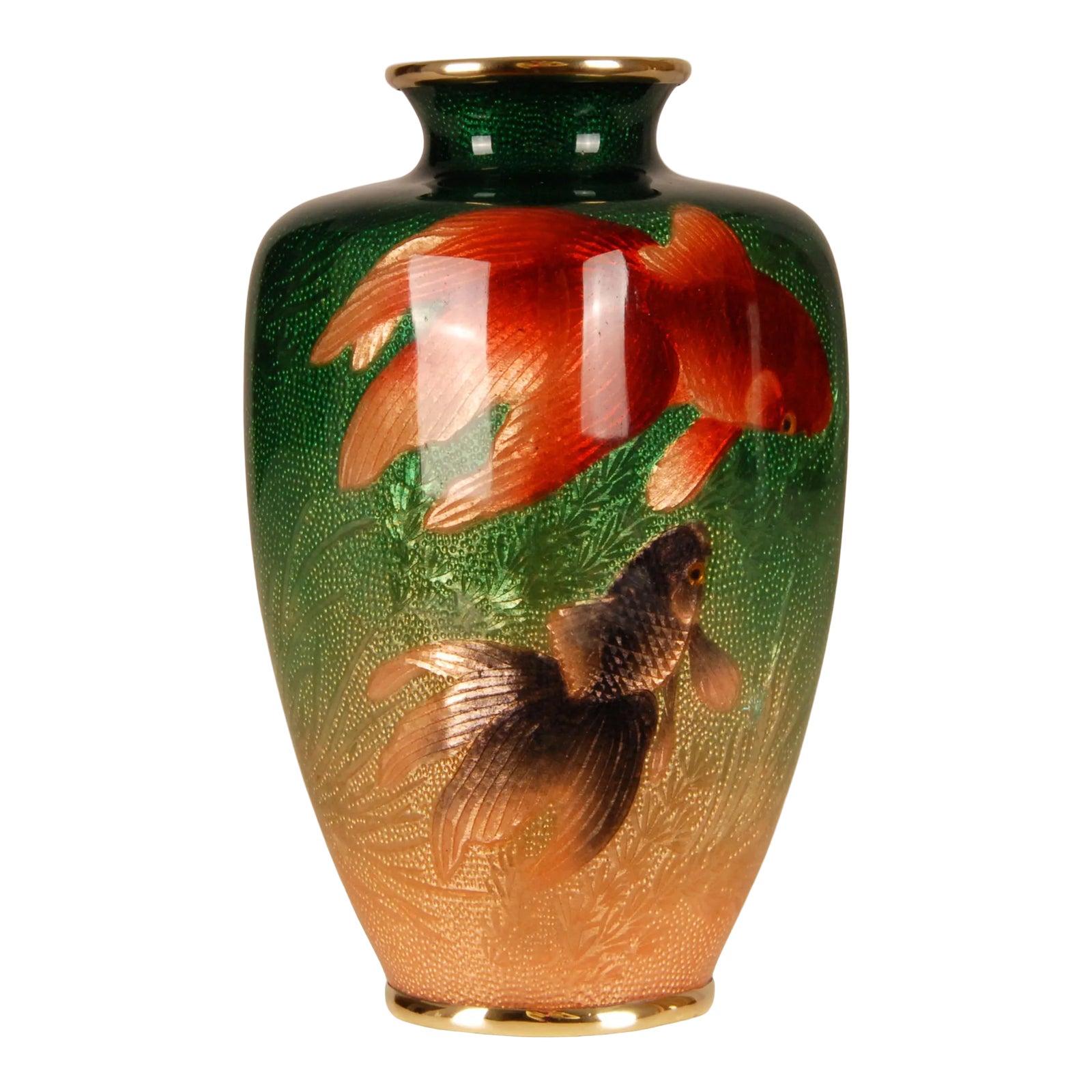 Antique Japanese Ginbari Vase Cloisonne Enamel Koi Fish Vase Meiji ...