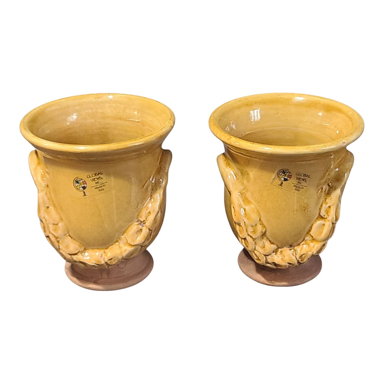 Pair of Vintage Glazed Pottery Neoclassical Italian "Global Views ...
