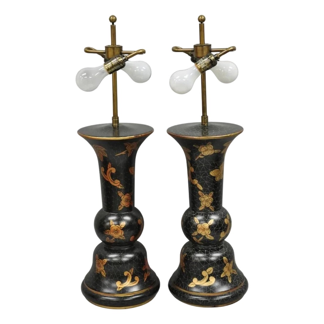 Louis Baldinger & Sons Contemporary Black & Gold Painted Table Lamps ...