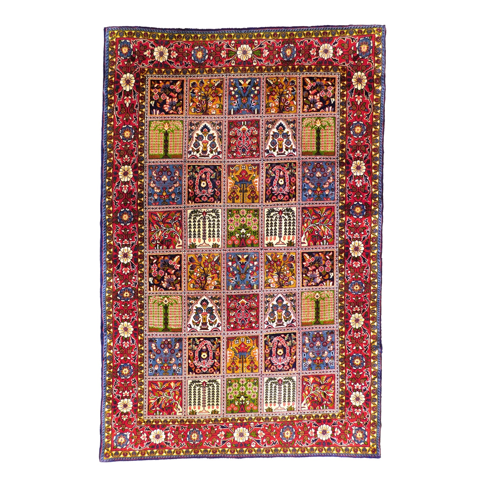 Vintage Persian Wall Hanging Garden Panel Rug | Chairish
