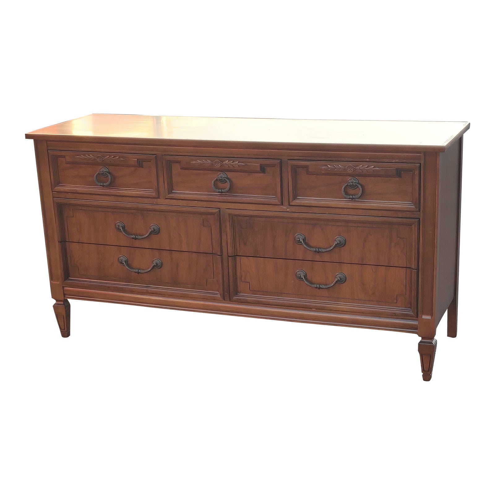 Mid 20th Century Dixie Vintage Walnut Dresser | Chairish