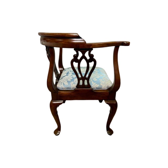 Vintage c.1980's Ethan Allen Georgian Queen Ann Corner Chair | Chairish