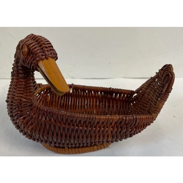 Vintage Petite Wicker Duck Basket | Chairish