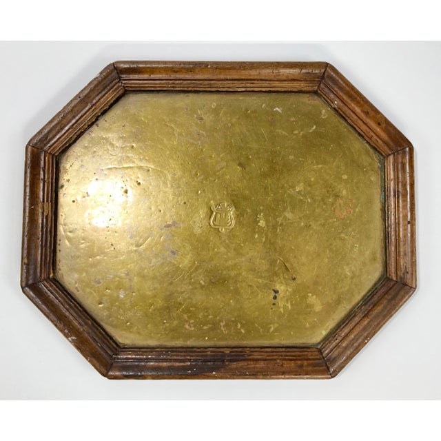 Antique Wood and Stamped Brass Tray | Chairish
