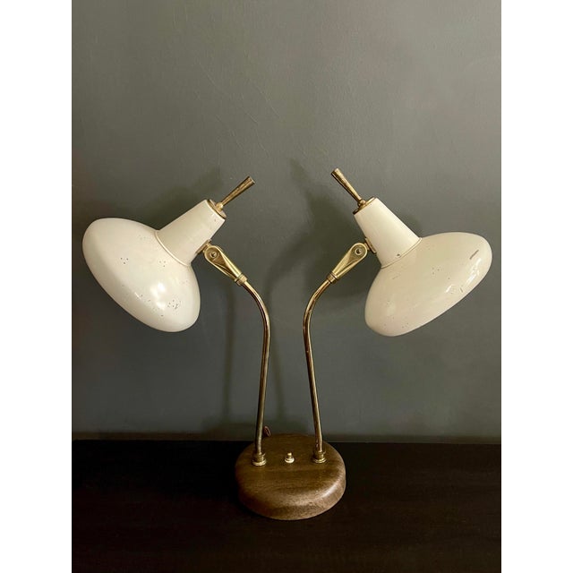 Mid Century Double-Headed Desk Lamp With Perforated Diffusers Styled ...