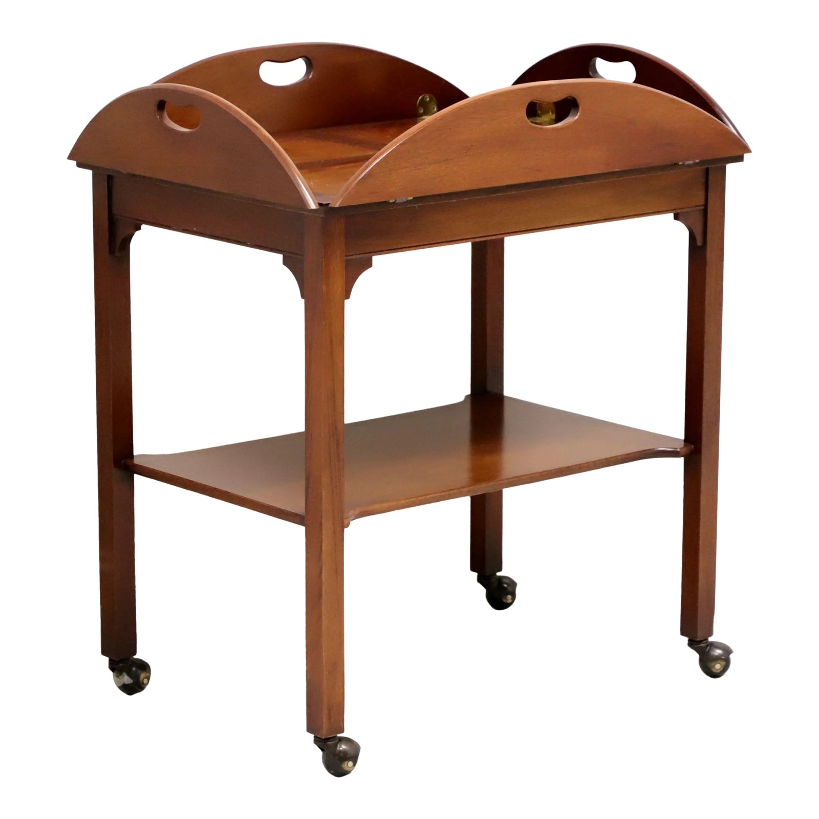 Late 20th Century Mahogany and Yew Chippendale Butler's Cart | Chairish