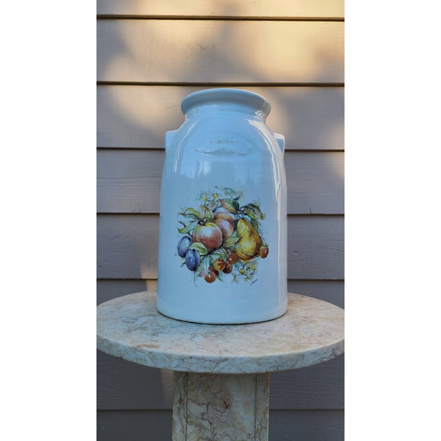 Vintage 1980s Harris Potteries Large Harvest Theme Crock | Chairish