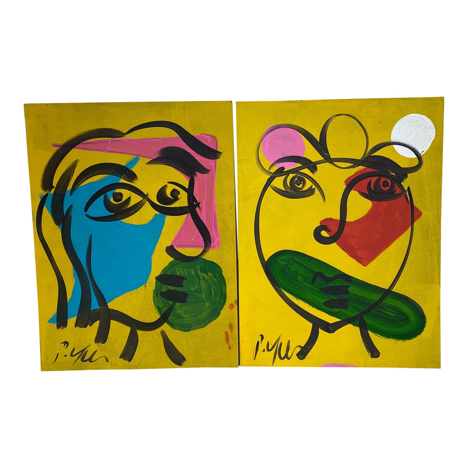 1970s Abstract Peter Keil Original Acrylic on Board Painting ~ a Pair ...
