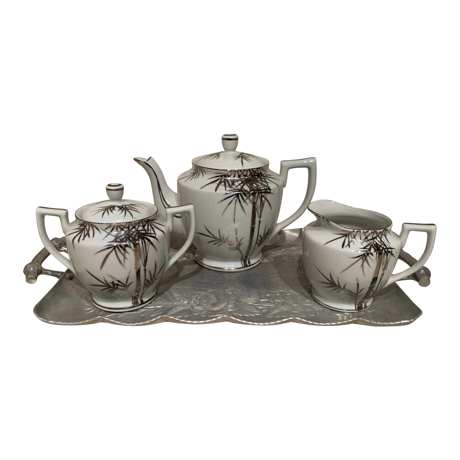 Vintage Mid-Century Asian Porcelain Tea Set - 4 Pieces | Chairish