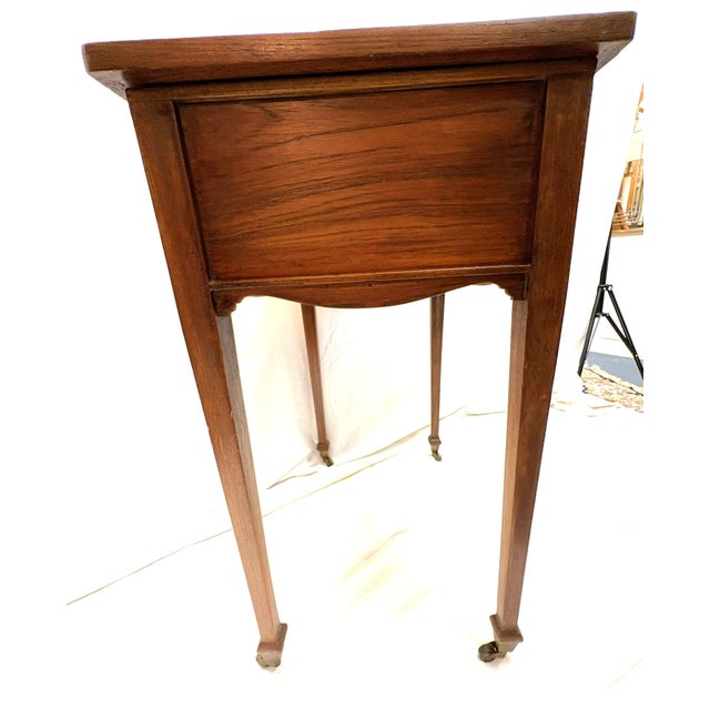 Antique Campaign Style Victorian Flip Top Desk/ Sewing Stand on Brass ...