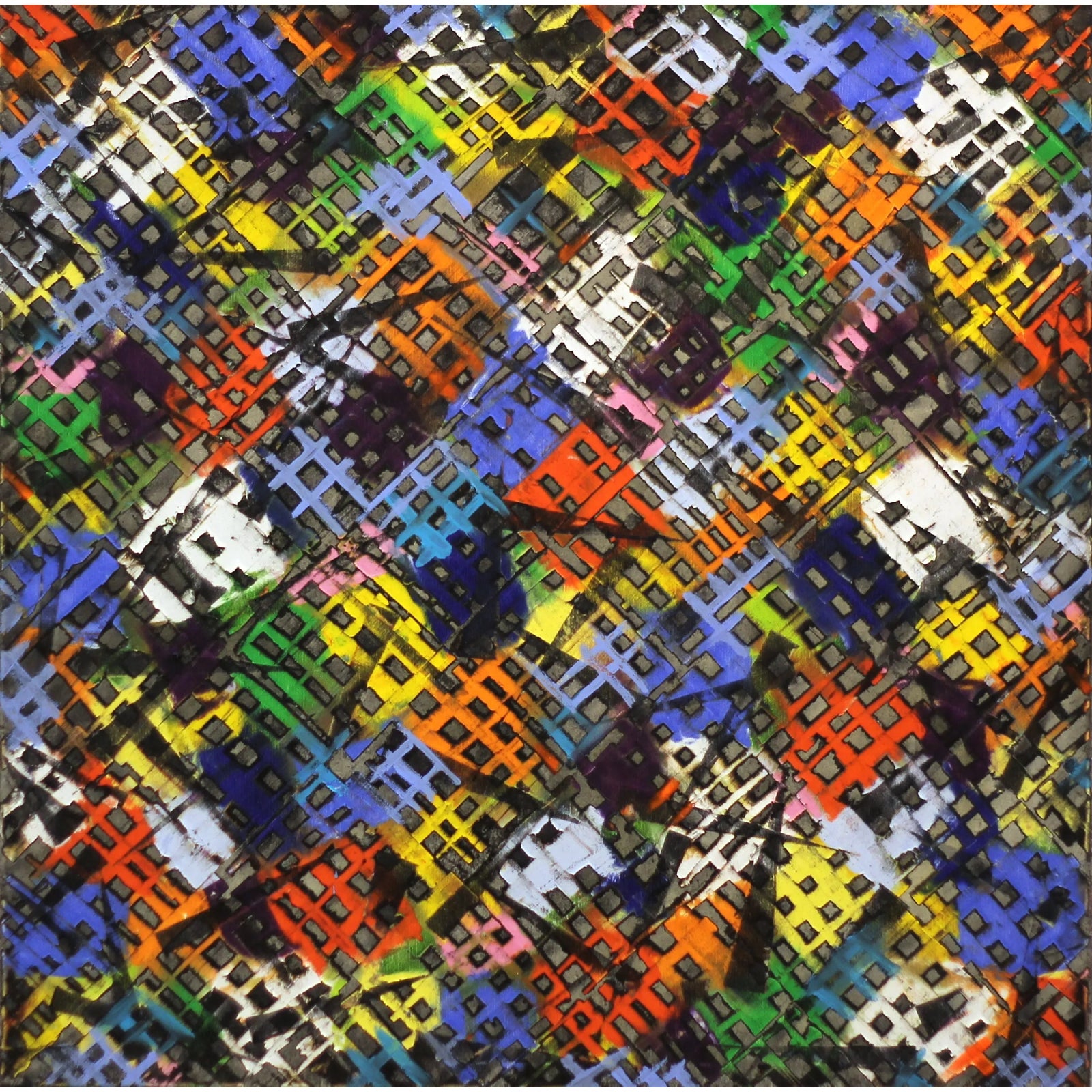 Original Colorful Textural Oil Painting "Diagonal Color Block ...