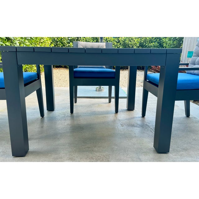 Rh Belvedere Aluminum Square Dining Table & 4 Armchairs | Chairish