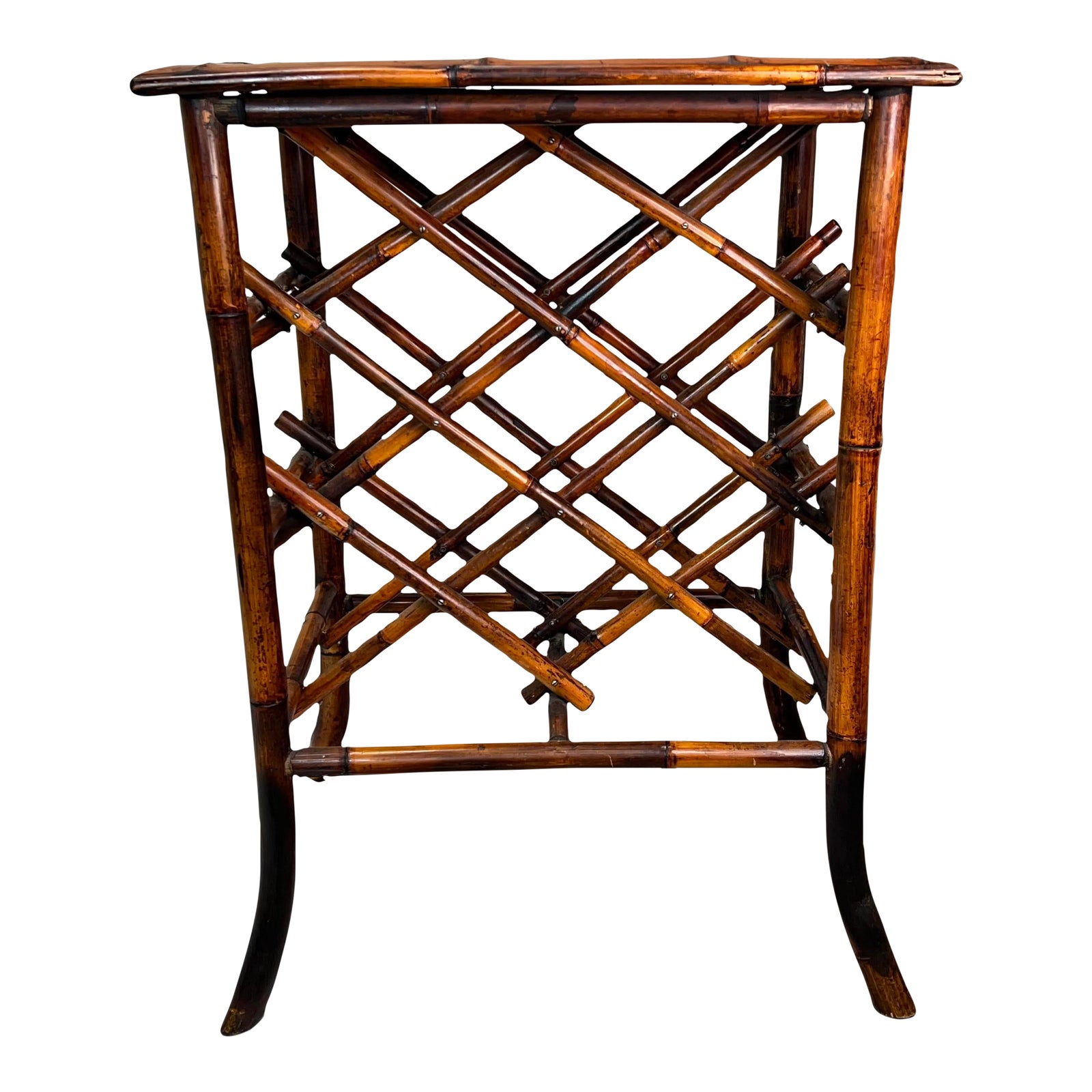 Vintage Bamboo Regency Style Wine Rack Table | Chairish