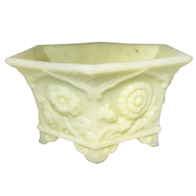 1950s Light Yellow Fenton Hexagonal Footed Planter | Chairish