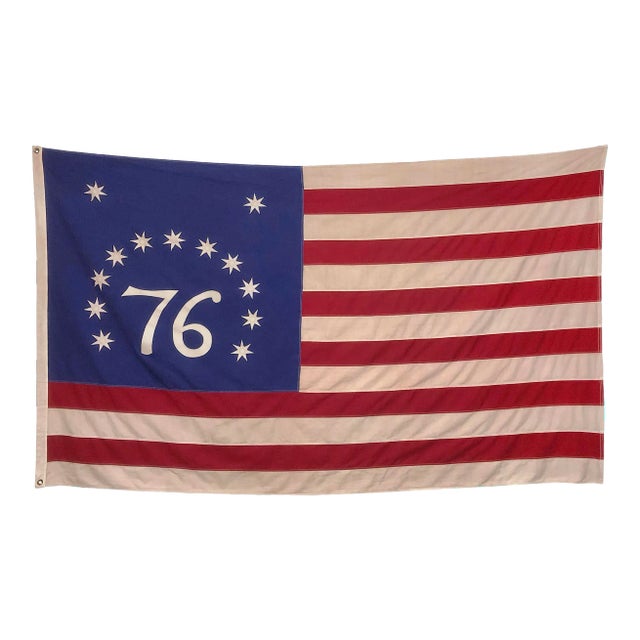 Oversize Vintage Sewn Cotton Bennington 76 American Flag | Chairish