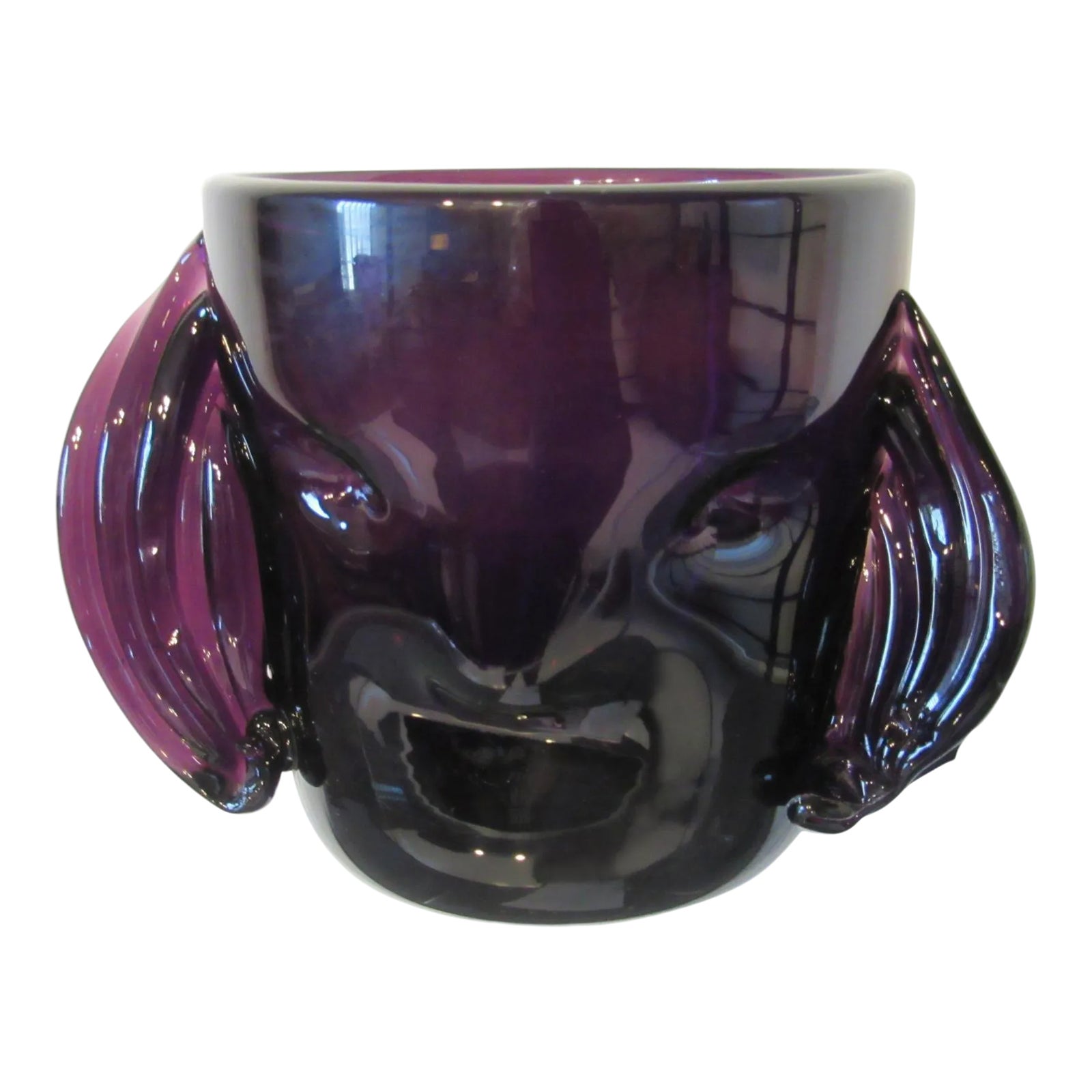 Attributed to Blenko Glass Hand Blown Head Vase | Chairish