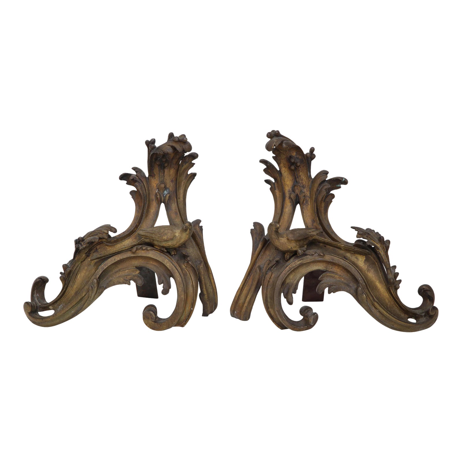 Louis XV Ormolu Chenets - a Pair | Chairish