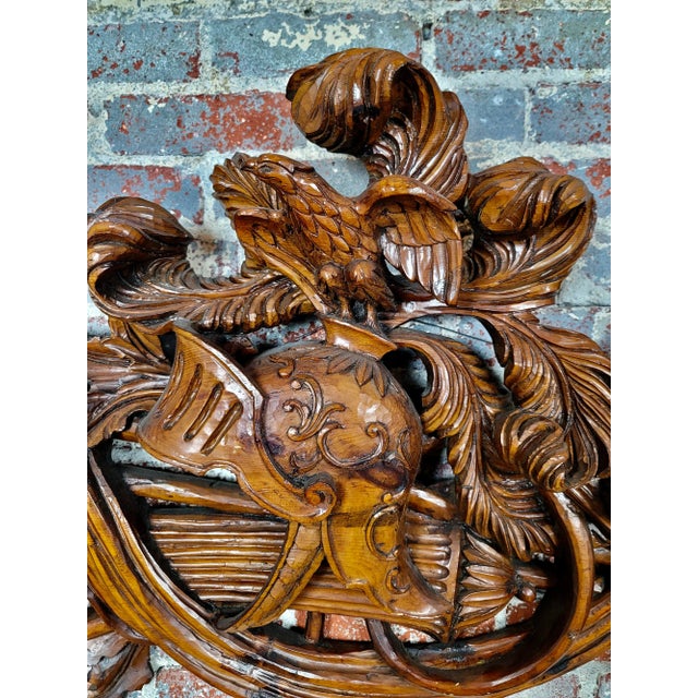 19th Century Highly Carved Over-Door Wooden Crest W/Eagle | Chairish