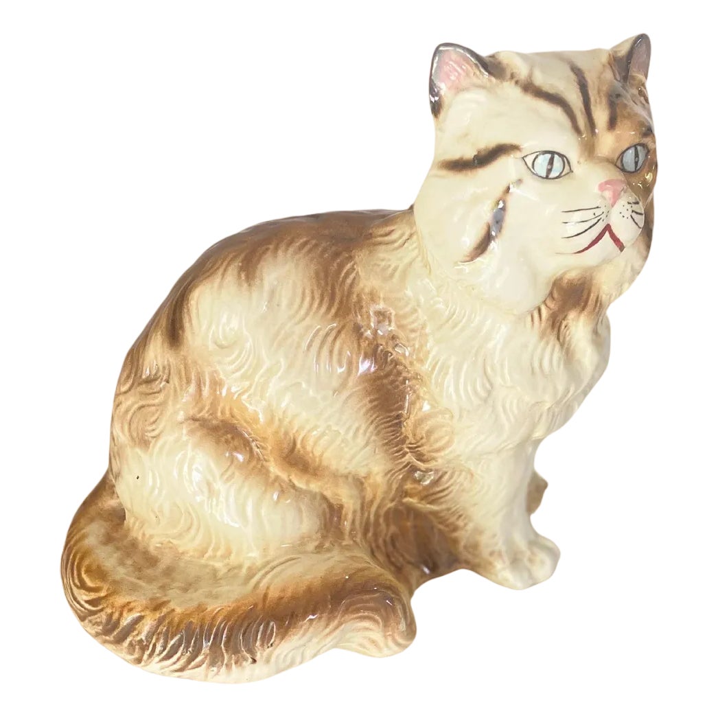 Large Italian Cat Figurine in Ceramic, 1970s | Chairish