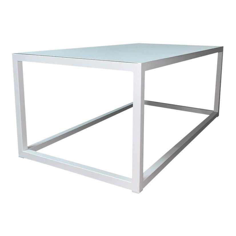 New Modern Rectangular White Table With Metal Top, Indoor or Outdoor ...