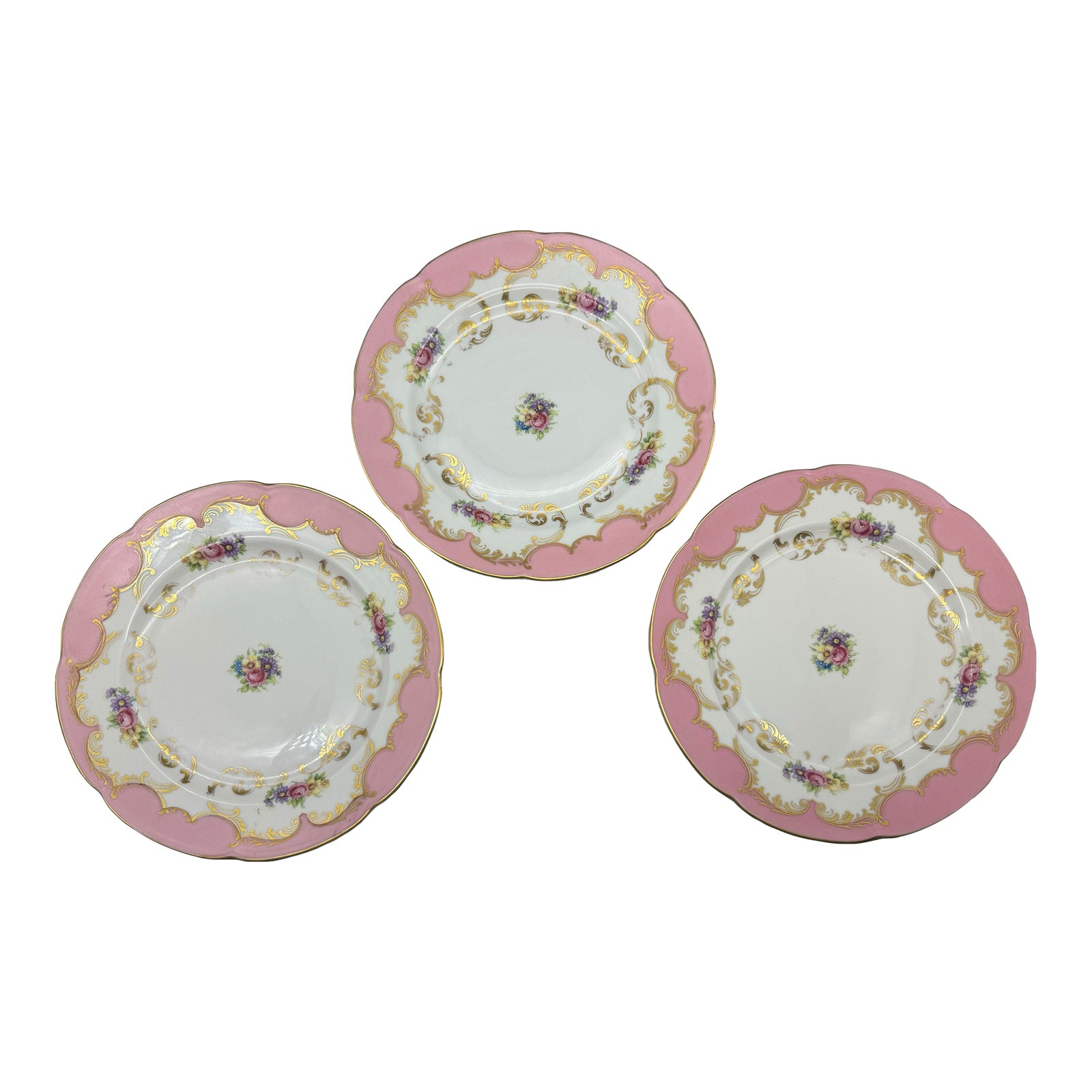 Vintage Royal Bayreuth Rosalind Pink Rococo Style Floral & Gilt Scrolls ...