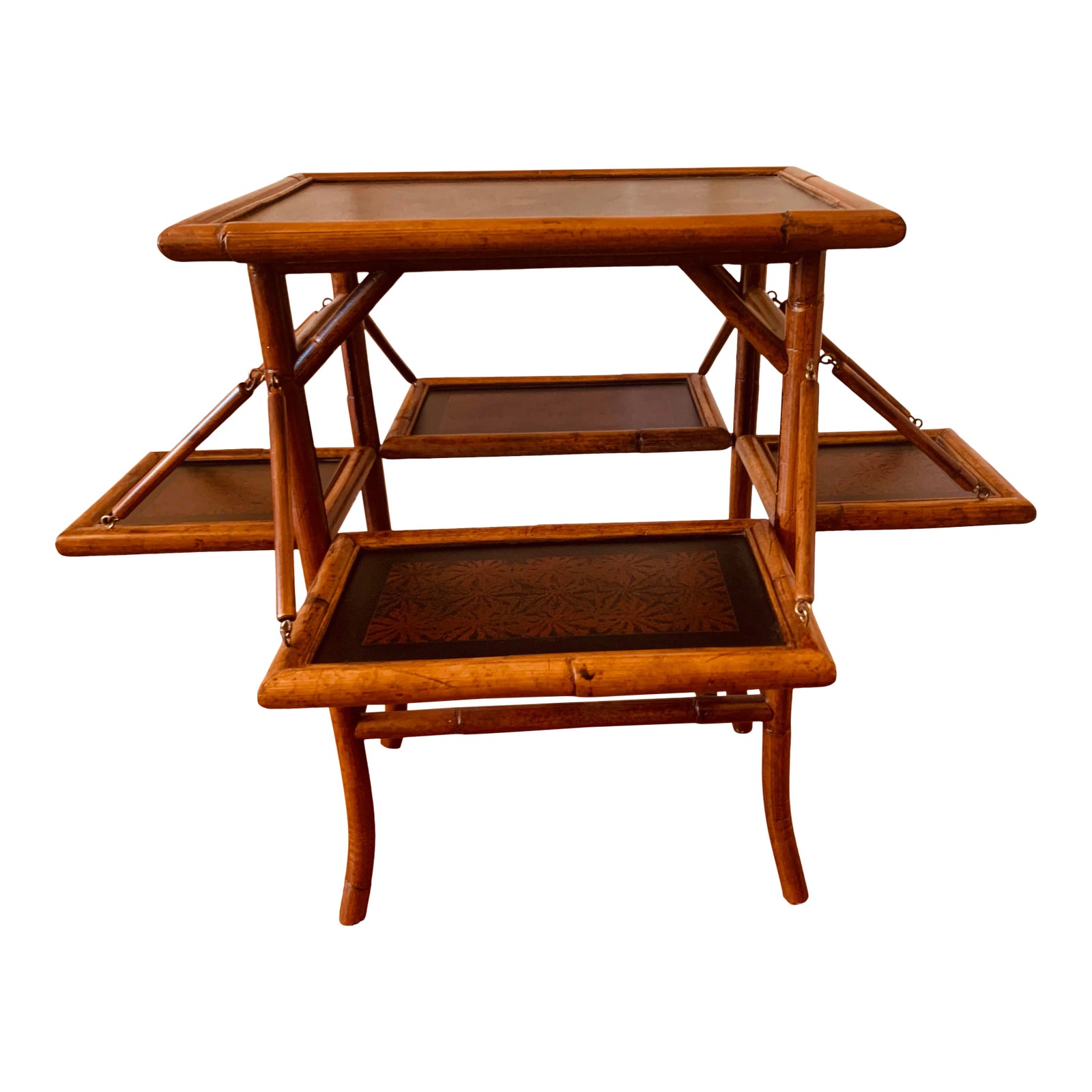 English Bamboo Tea Table With Folding Sides | Chairish