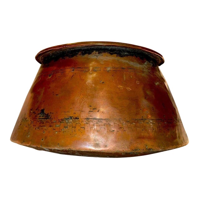 Large Antique Copper Deghra Cooking Pot From India | Chairish