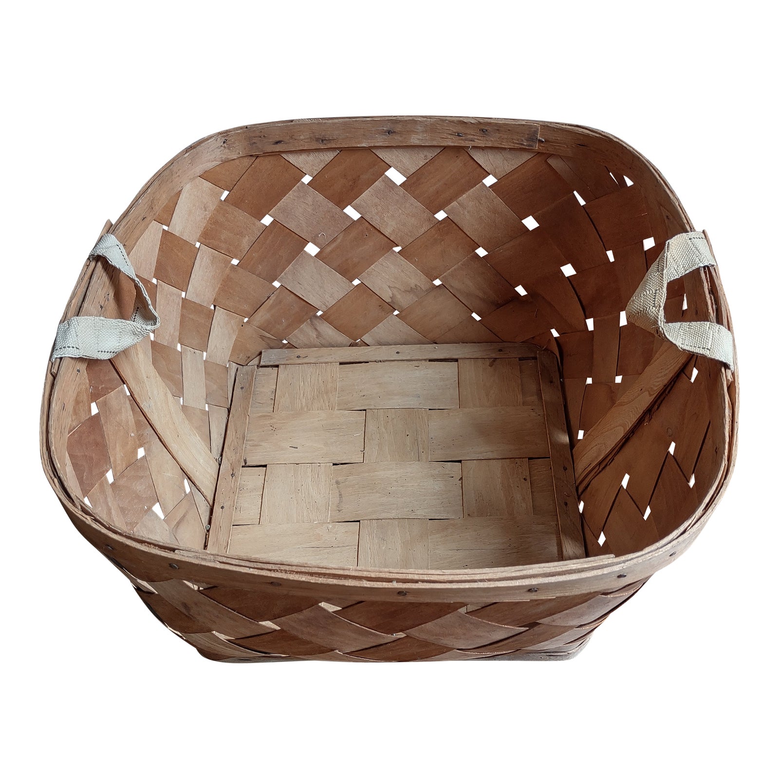 1940s Antique Split Oak Gathering Basket With Handles | Chairish