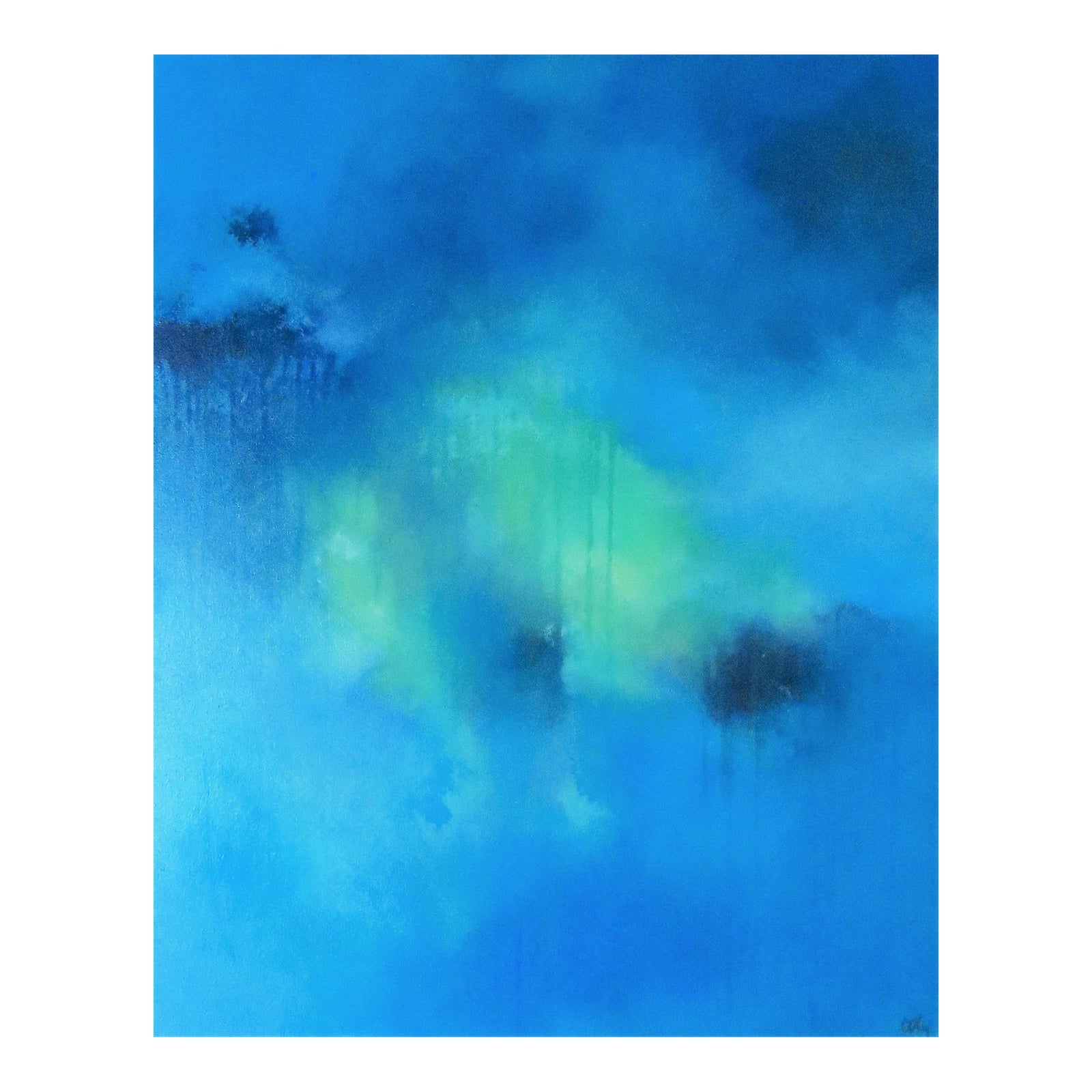 Strength, Blue Aura, I. Oil, Acrylic on Canvas by C. Damien Fox. | Chairish