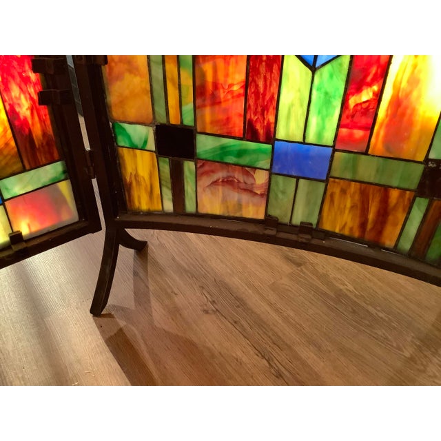 3-Panel Stained Glass Fireplace Screen by Meyda Tiffany | Chairish