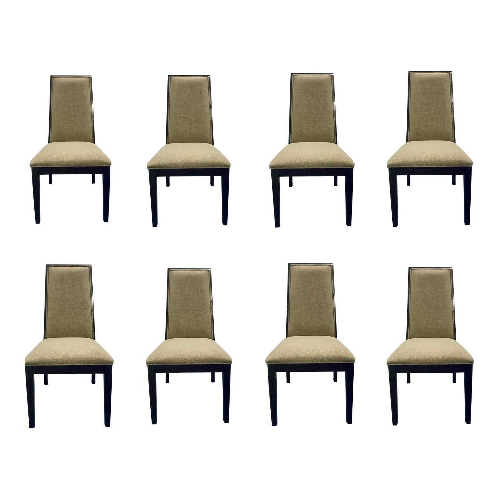 Modern Light Brown High Back Dining Chairs Set of 8 | Chairish