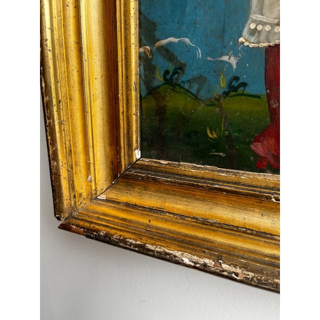 Late 18th Century Antique Retablo in Gold Frame | Chairish