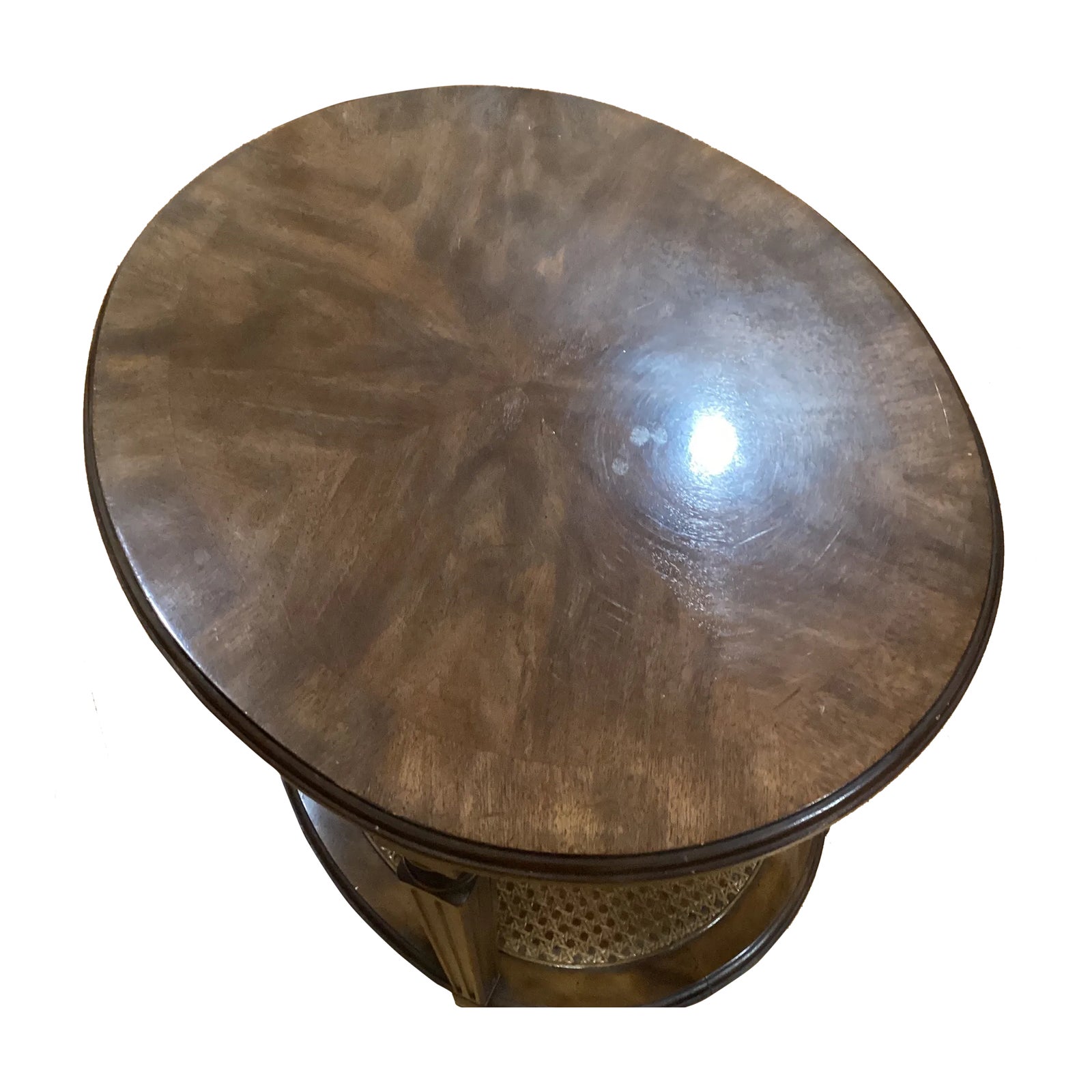 Late 20th Century Vintage Drexel Heritage Walnut Italian Provincial Oval Side Table with Cane ...