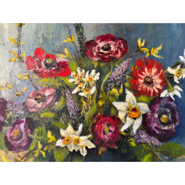 1960's Rena Stephens Floral Still Life Oil Painting | Chairish