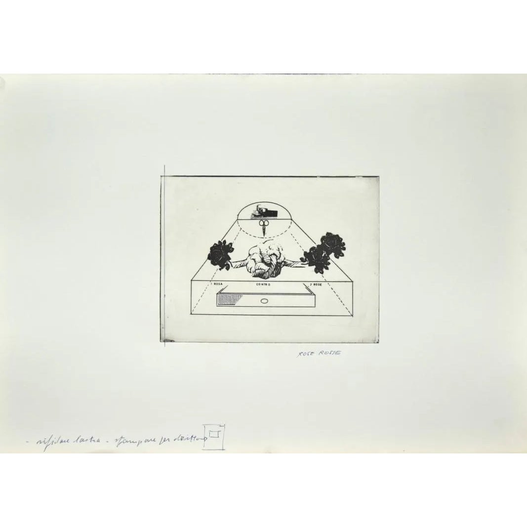 Danilo Bergamo - Roses - Original Etching on Cardboard - 1970s | Chairish