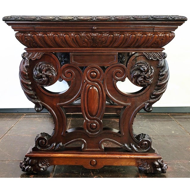 Late-1800s Library Table R. J. Horner Italian Renaissance Style | Chairish