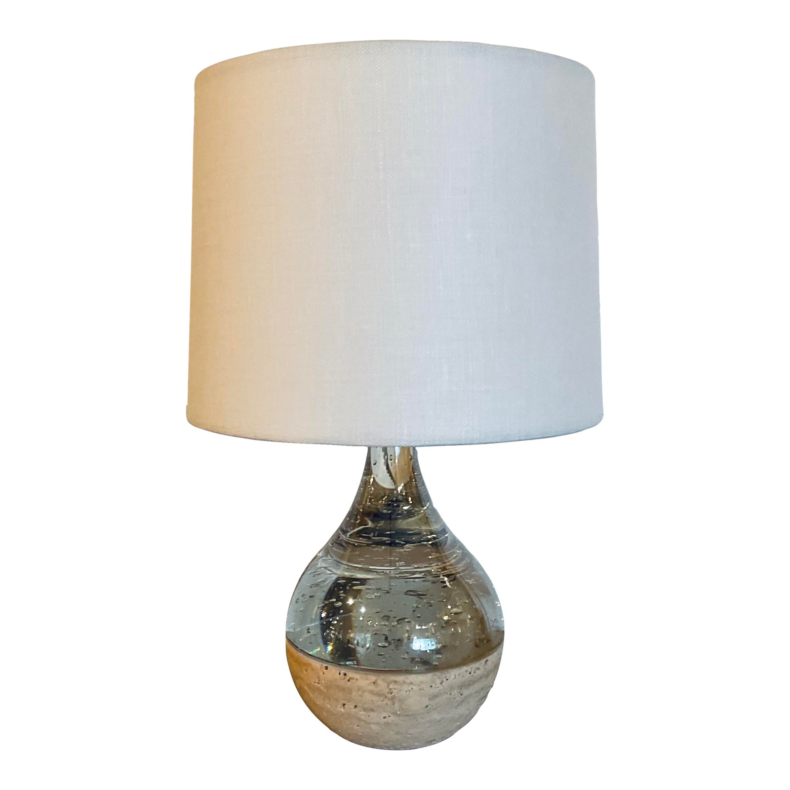 Revelation Travertine and Bubble Glass Mini Lamp | Chairish