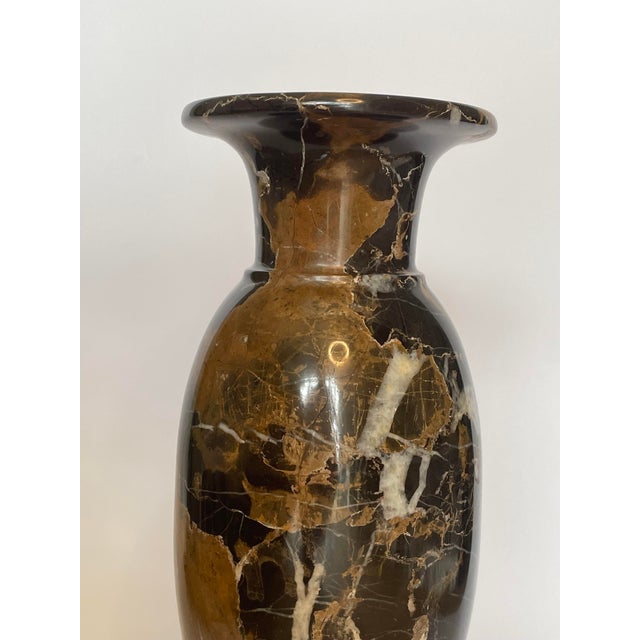 Mid 20th Century Neoclassical Brown Marble Vase | Chairish