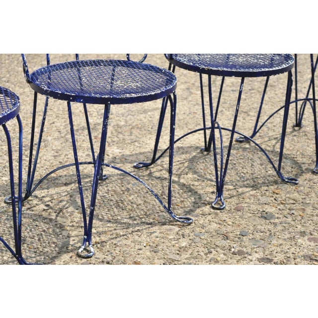 Vintage Victorian Blue Wrought Iron Small Garden Bistro Dining Chairs ...