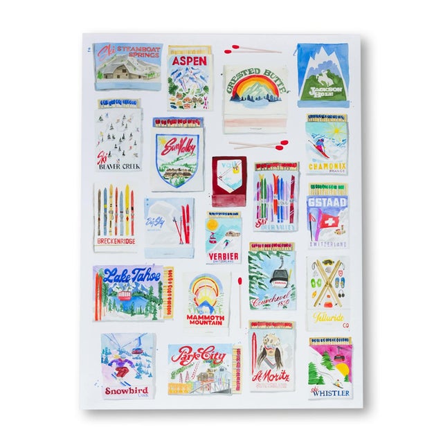 Furbish Ski Resort Collection Matchbook Watercolor Print, 18" x 24 ...