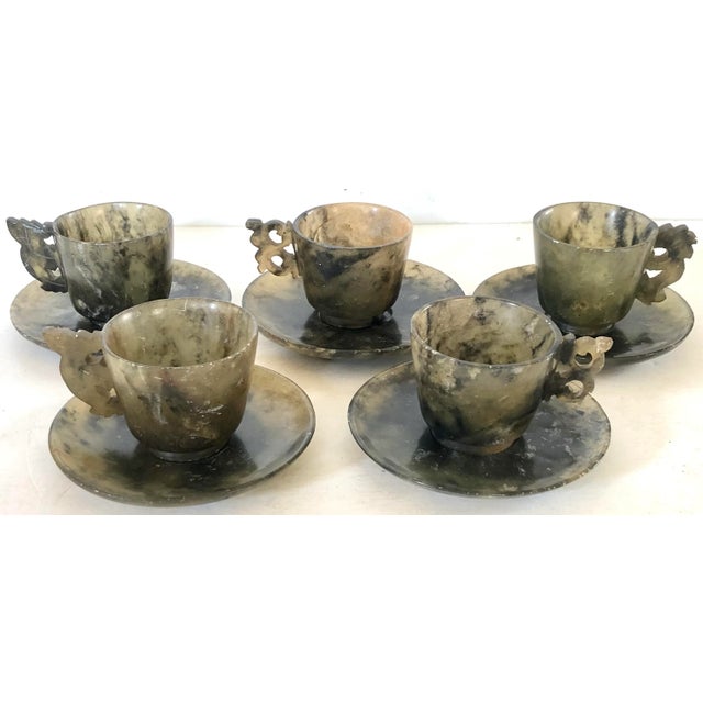 Chinese Jade Cups and Saucers, Set of 5 | Chairish