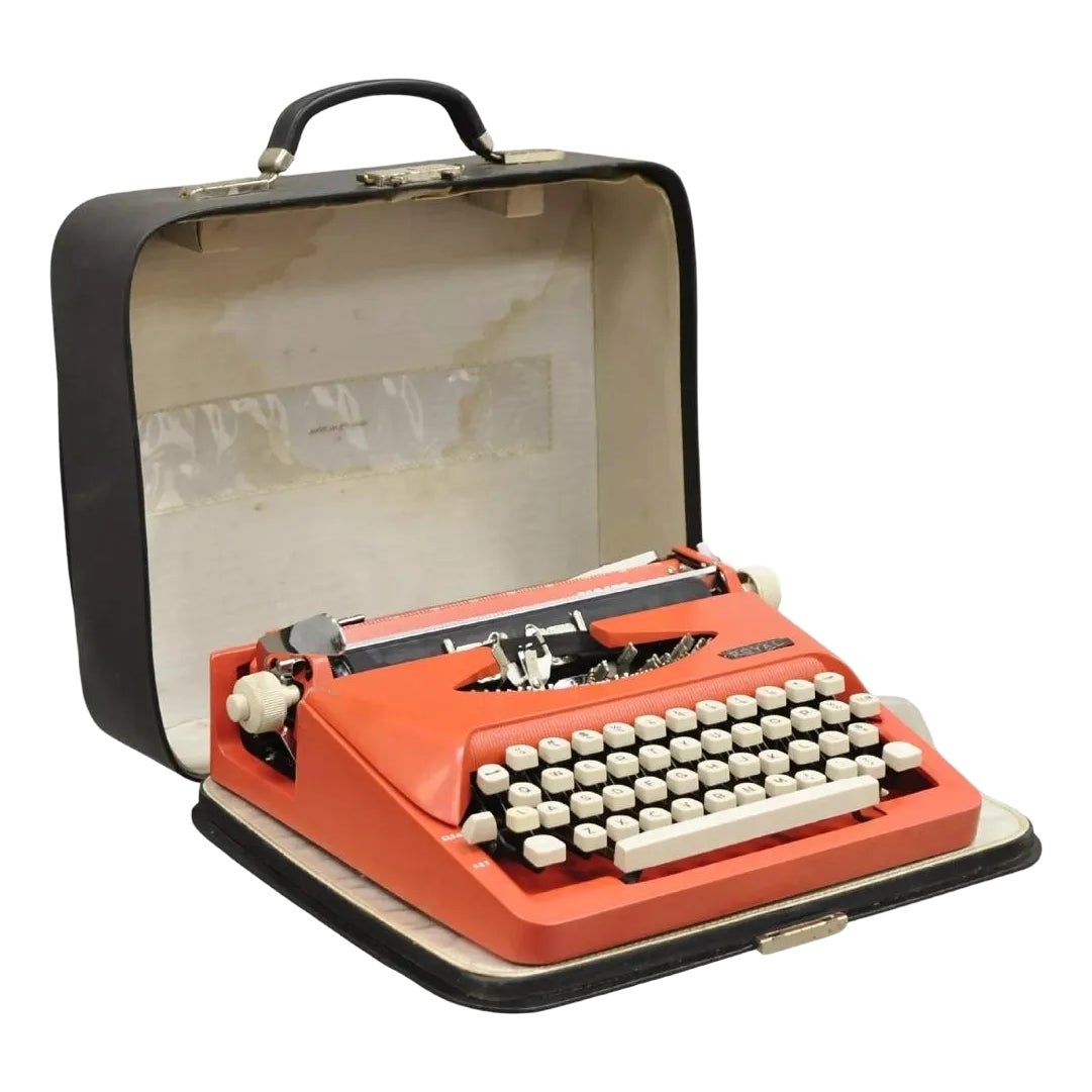 Vintage Royal Holland Parade Coral Red Mid Century Modern Typewriter in ...