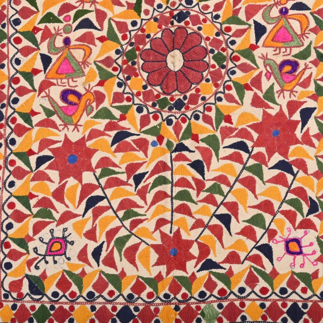 1990s Traditional Indian Textile Embroidery Tapestry | Chairish