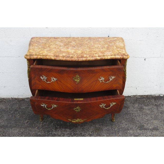 French Marble Top Bombay Serpentine Inlay Commode Dresser Bathroom ...