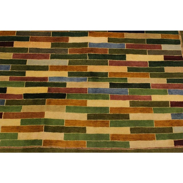 Rustic Gabbeh Green/Blue Wool Area Rug -3'10 X 5'10 | Chairish