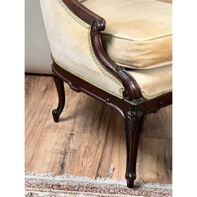 Antique French Louis XV Style Walnut Bergere Chair With Ottoman C. Late ...