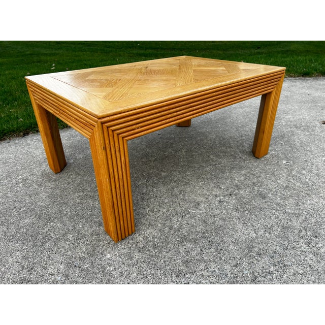 1980s Mid Century Modern Blonde Low Parsons Style Parquet End Tables by ...