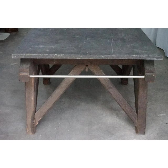 Work Table With Blue Stone Top, Two Drawers | Chairish