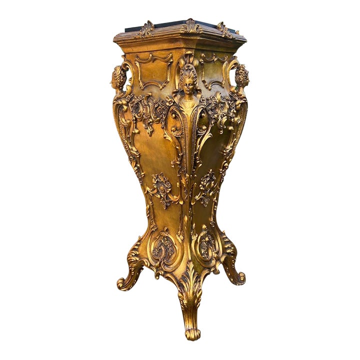 Late 20th Century Italian Baroque Pedestals / Column in Gold With Top ...